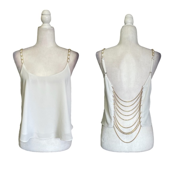 San Joy | Tops | San Joy White Gold Chain Strap Open Back Tank Top ...